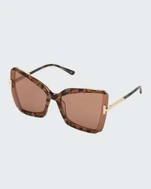 TOM FORD Gia Semi-Rimless Butterfly Sunglasses Pink