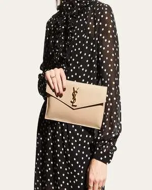 Saint Laurent Uptown Pouch - Dark Beige