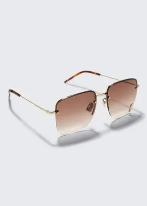 Saint Laurent Rimless Square Metal Sunglasses 008 Shiny Light G