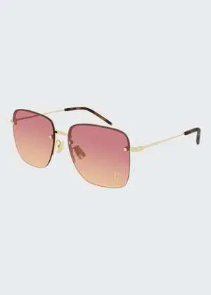 Saint Laurent Rimless Square Metal Sunglasses Black