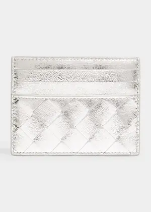 Bottega Veneta Mini Credit Card Case Silver