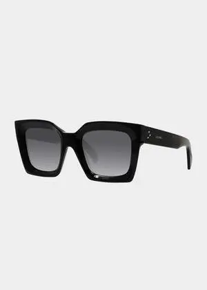 Celine Celine Rectangle Sunglasses 01d Shiny Black