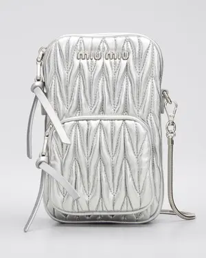 Miu Miu Matelasse Mini Crossbody Bag - F0009 Bianco