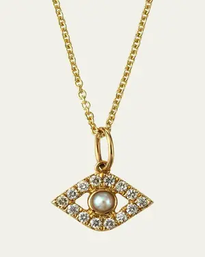 SYDNEY EVAN 14k Diamond, Pearl, And Evil Eye Necklace - Gold