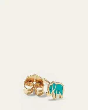 SYDNEY EVAN 14k Mini Elephant Enamel Single Stud Earring - Yellow Gold