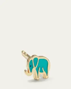 SYDNEY EVAN 14k Mini Elephant Enamel Single Stud Earring - Yellow Gold