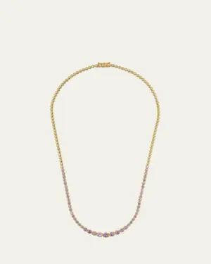JENNIFER MEYER 18k Yellow Graduated Pink Sapphire Tennis Necklace - Gold