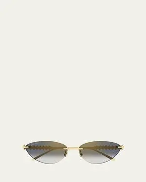 CARTIER Rimless Cat-eye Sunglasses - Gold/grey
