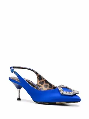 Philipp Plein Crystal Hexagon Leather Pumps - Blue