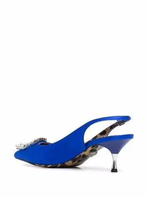 Philipp Plein Crystal Hexagon Leather Pumps - Blue