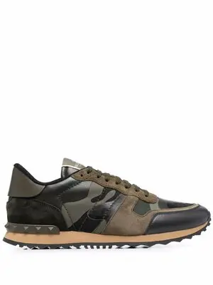 Valentino Garavani Camouflage Rockrunner Sneakers - Green