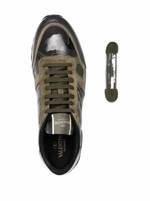 Valentino Garavani Camouflage Rockrunner Sneakers - Green