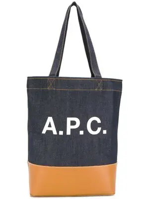 A.p.c. Logo Print Denim Tote