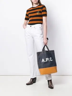 A.p.c. Logo Print Denim Tote