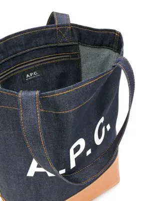 A.p.c. Logo Print Denim Tote