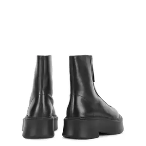 THE ROW - THE ROW Zipped 1 Black Leather Flatform Ankle Boots - 2