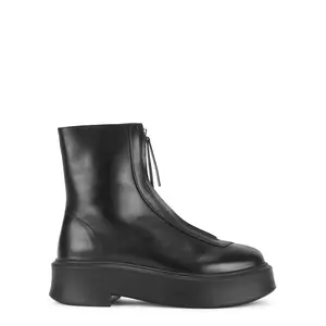 THE ROW - THE ROW Zipped 1 Black Leather Flatform Ankle Boots - 2