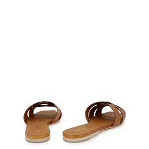Saint Laurent Tribute Brown Leather Sliders
