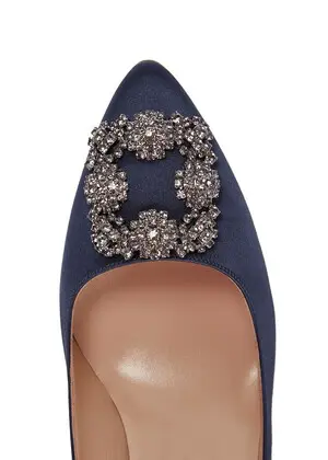 Manolo Blahnik Hangisi 75 Silk-satin Pumps - Navy