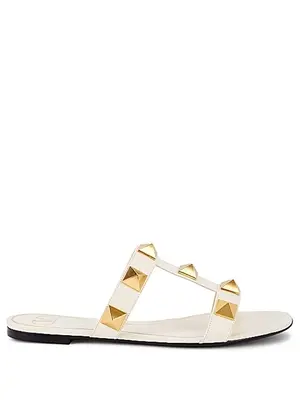 Valentino Garavani Valentino Garavani Roman Stud Leather Sliders Ivory