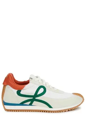Loewe X Paula's Ibiza Flow Runner White Panelled Sneakers White And Green