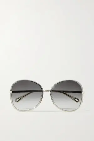 Chloé Franky Oversized Round-frame Acetate And Gold-tone Sunglasses