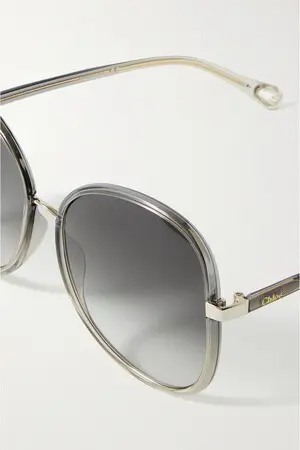 Chloé Franky Oversized Round-frame Acetate And Gold-tone Sunglasses