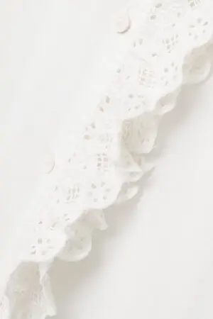 NILI LOTAN Leanne Lace-trimmed Cotton-voile Top