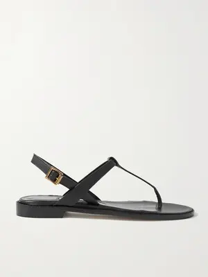 Manolo Blahnik Hata Leather Slingback Sandals Black