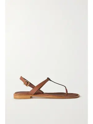 Manolo Blahnik Hata Leather Slingback Sandals - Brown