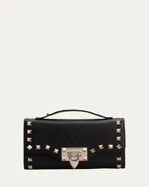 Valentino Garavani Rockstud Leather Wallet On Chain - Black