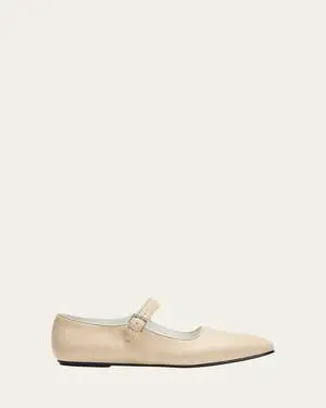 THE ROW Ava Ballerina Flats - Oatmilk