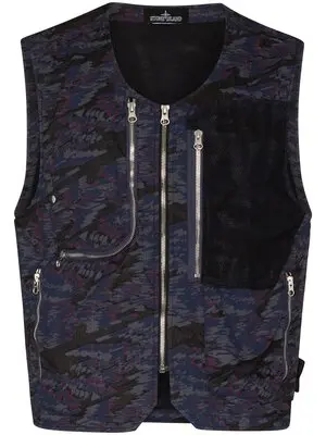 Stone Island Abstract-print Utility Gilet - Purple