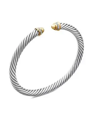 David Yurman 18kt Yellow Gold And Sterling Diamond Bracelet - Silver