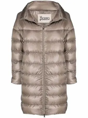 Herno Down-feather Mid-length Coat - Neutrals