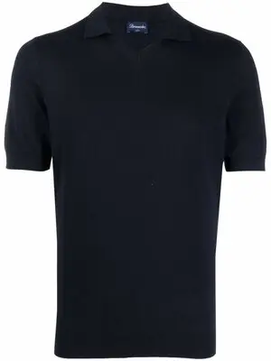 DRUMOHR Short-sleeve Knit Polo Shirt - Blue