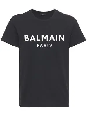 Balmain Logo Print Cotton Jersey T-shirt - Black,white