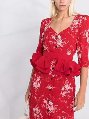 ULYANA SERGEENKO Floral Print Midi Dress
