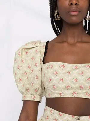 ULYANA SERGEENKO Floral-print Cropped Top