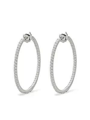 MATTIA CIELO 18kt White Gold And Titanium Rugiada Diamond Hoop Earrings - Silver