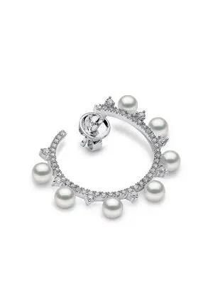 Yoko London 18kt White Gold Akoya Pearl And Diamond Hoop Earrings - Silver
