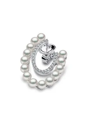 Yoko London 18kt White Gold Sleek Akoya Pearl Diamond Earrings