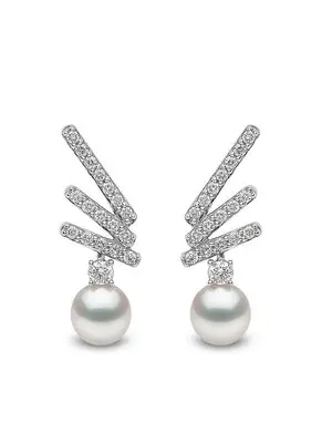 Yoko London Yoko London 18kt White Gold Akoya Pearl And Diamond Earrings Silver