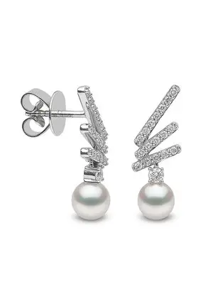 Yoko London 18kt White Gold Akoya Pearl And Diamond Earrings - Silver