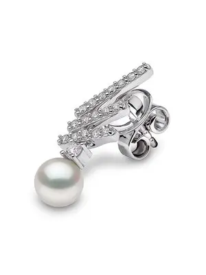 Yoko London 18kt White Gold Akoya Pearl And Diamond Earrings - Silver