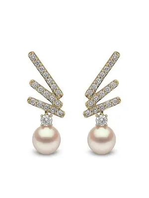 Yoko London 18kt Yellow Akoya Pearl And Diamond Stud Earrings - Gold
