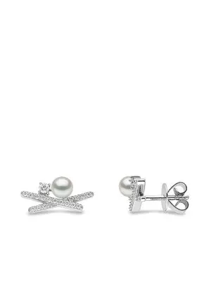 Yoko London 18kt White Gold Akoya Pearl And Diamond Stud Earrings - Silver