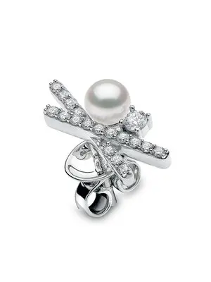 Yoko London 18kt White Gold Akoya Pearl And Diamond Stud Earrings - Silver