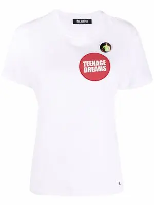 Raf Simons Teenage Dreams-patch Cotton T-shirt - White