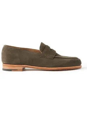 John Lobb John Lobb - Lopez Suede Penny Loafers - Men - Brown - UK 7 Brown